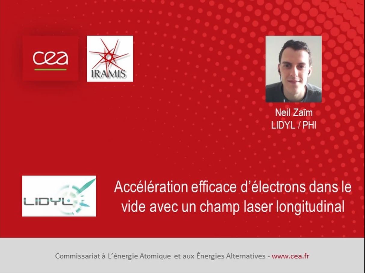 Accélération efficace d’électrons dans le vide avec un champ laser longitudinal - IRAMIS