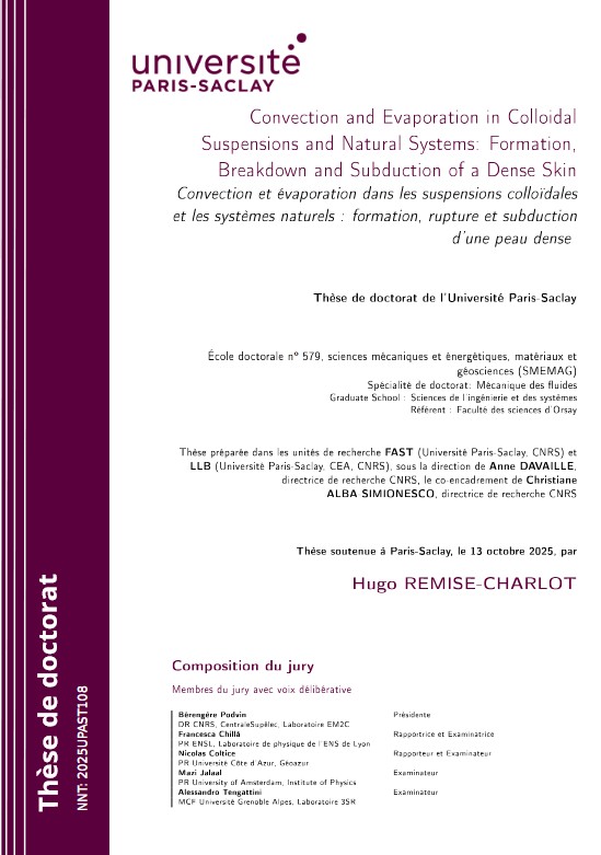 Convection and evaporation in colloidal suspensions and natural systems ...